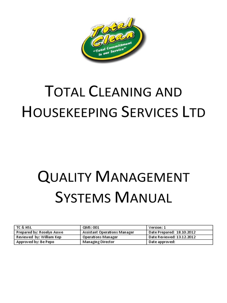 Total Cleaning and Housekeeping Services | PDF | Employment | Quality ...