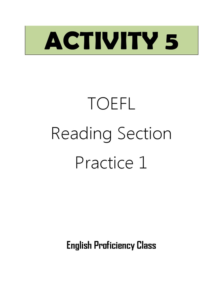 TOEFL Reading Practice Activity | PDF