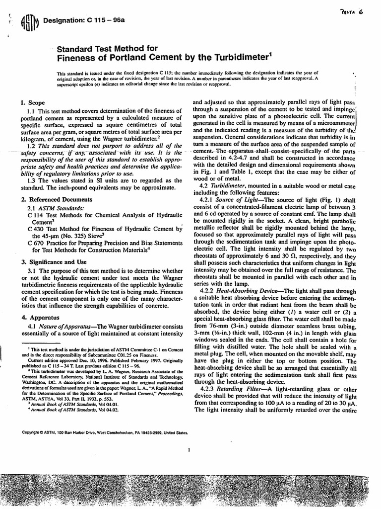 Astm C115 - 96a | PDF