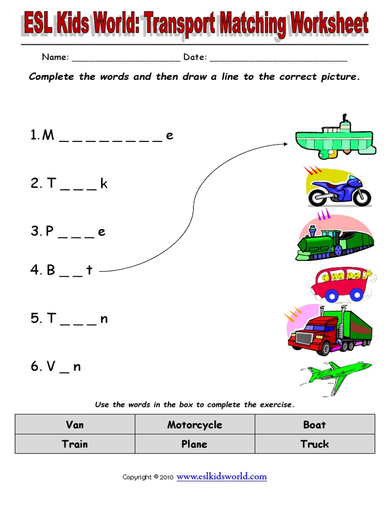 Transport Gap Fill Worksheet | PDF