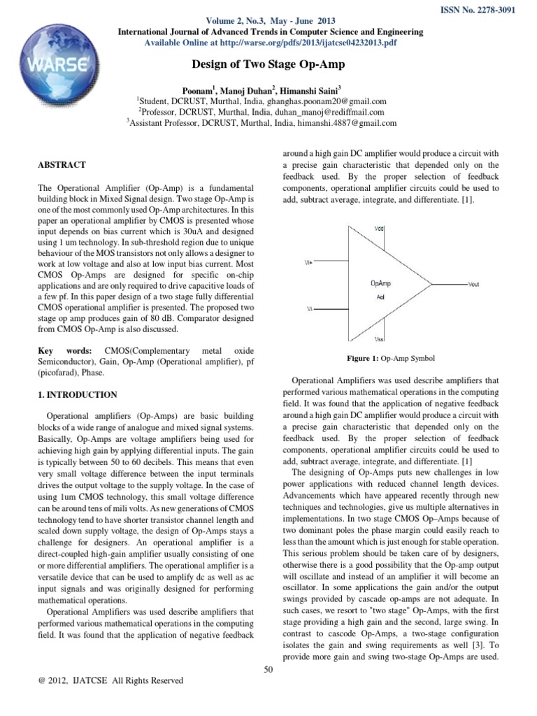 Opamp Design Steps | PDF | Operational Amplifier | Amplifier