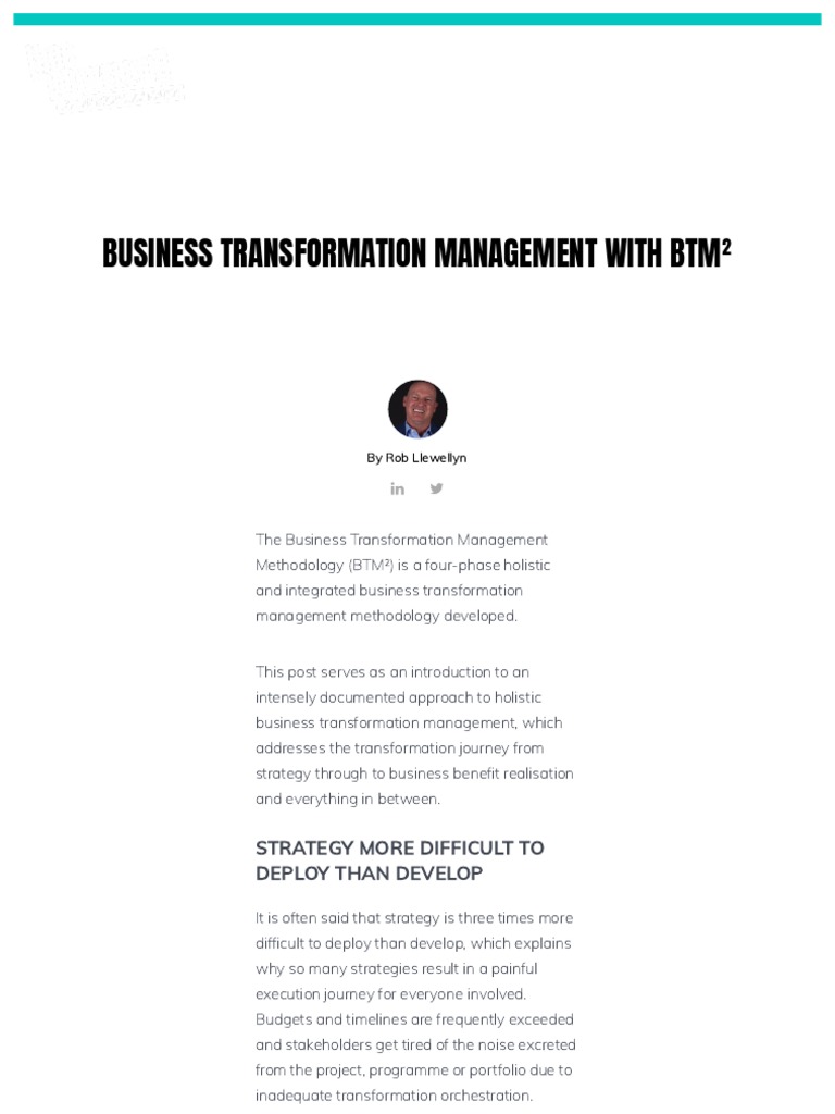 Business Transformation Management Tool - BTM - Rob Llewellyn | PDF ...