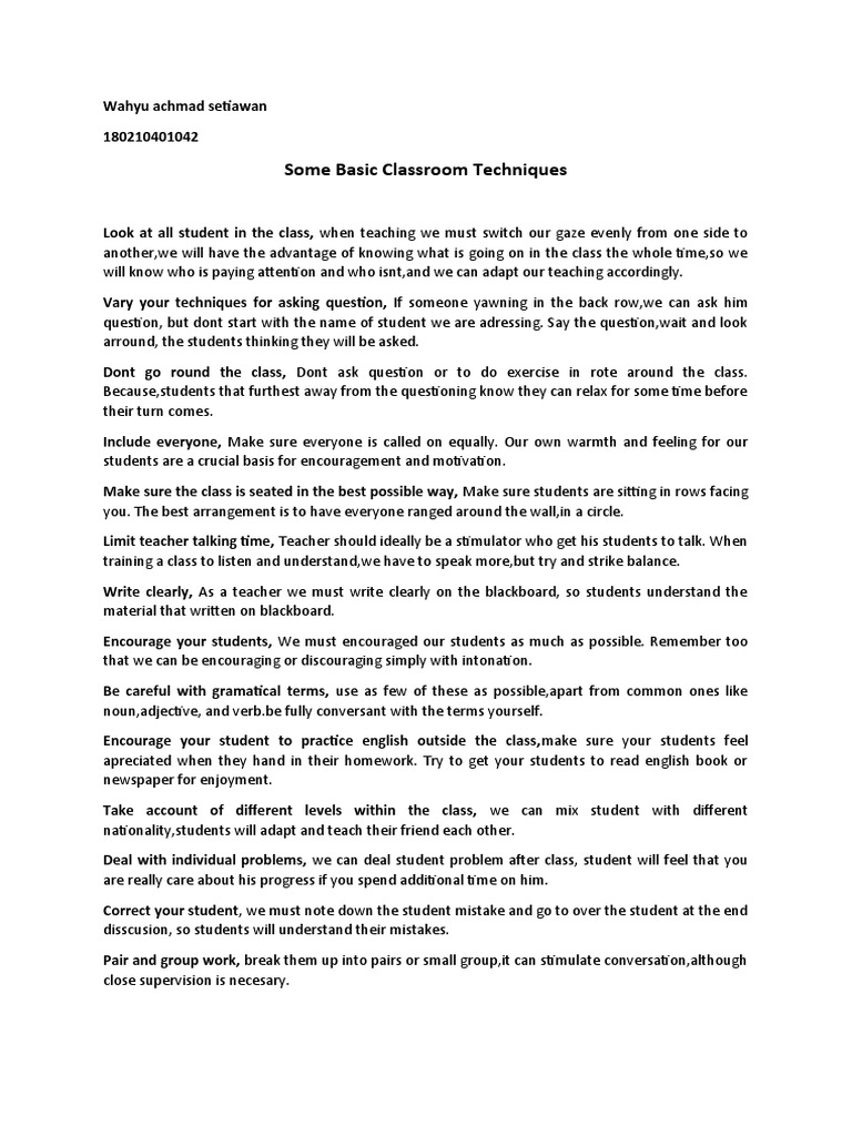 Basic Classrom Techniques Pdf Classroom Behavior Modification 7108