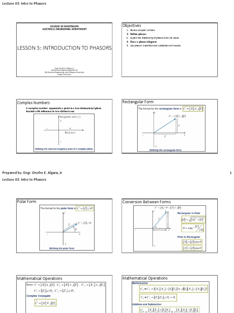 Lesson 3: Introduction To Phasors: Objectives | PDF | Physics | Waves