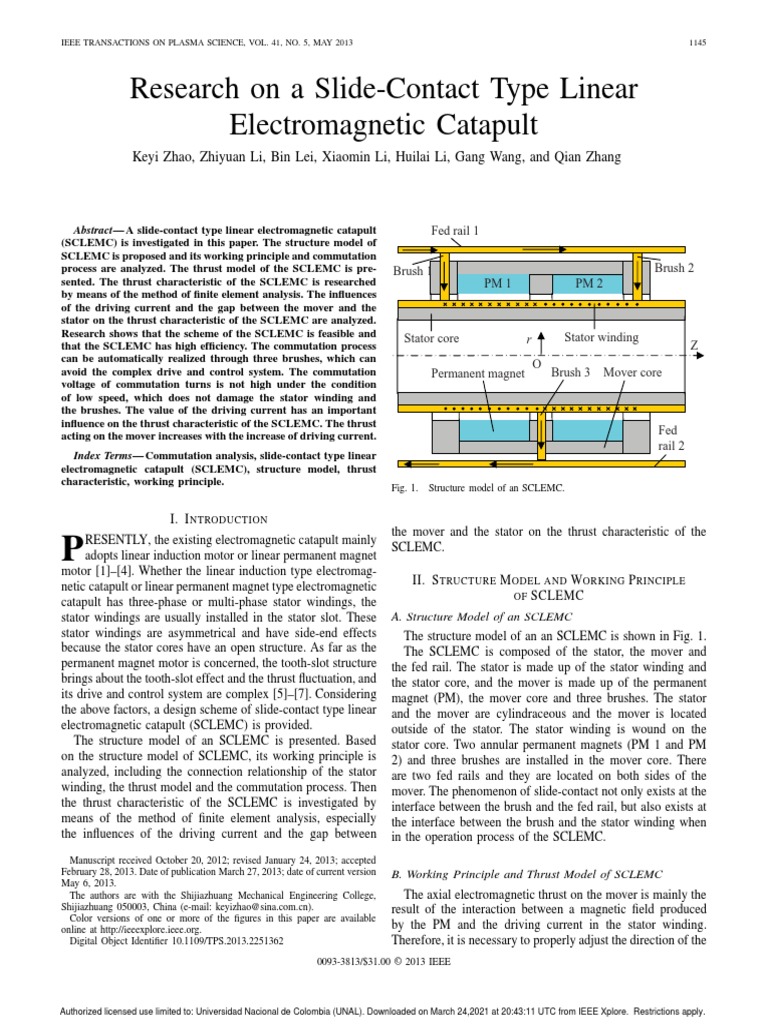 Research On A Slide-Contact Type Linear Electromagnetic Catapult | PDF ...