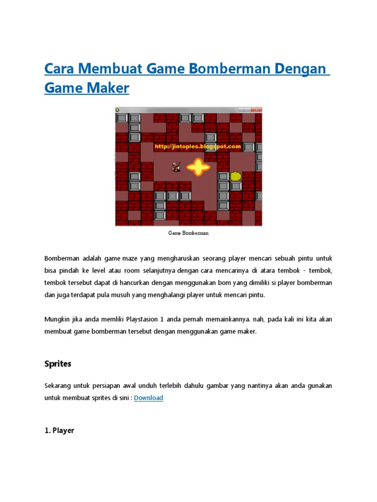 Membuat Game Bomberman: Panduan Game Maker | PDF | Metode & Bahan Ajar | Komputer