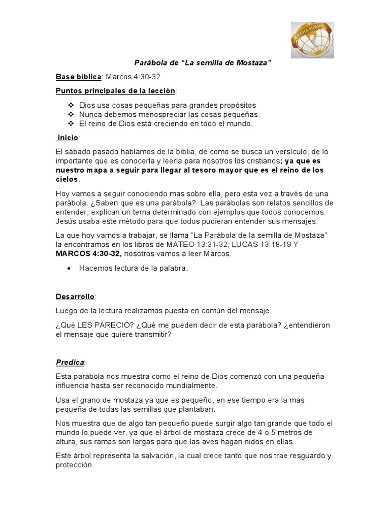 Parábola de La Semilla de Mostaza | PDF