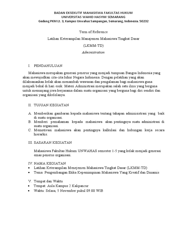 TOR LKMM Administration | PDF