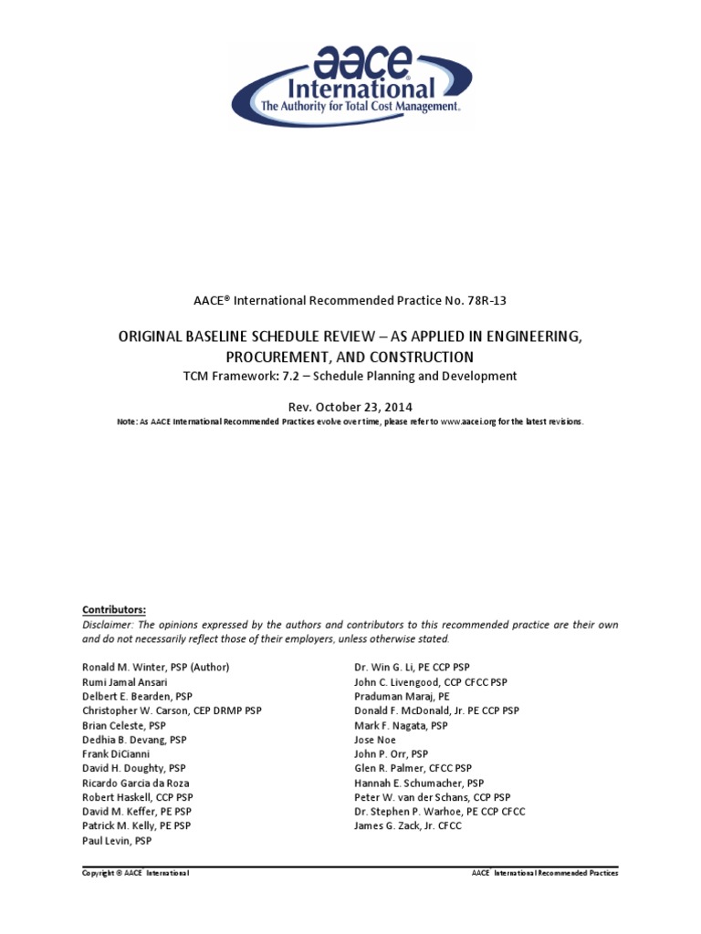 Aace-78r-13-Original Baseline Schedule Review | PDF | Specification ...