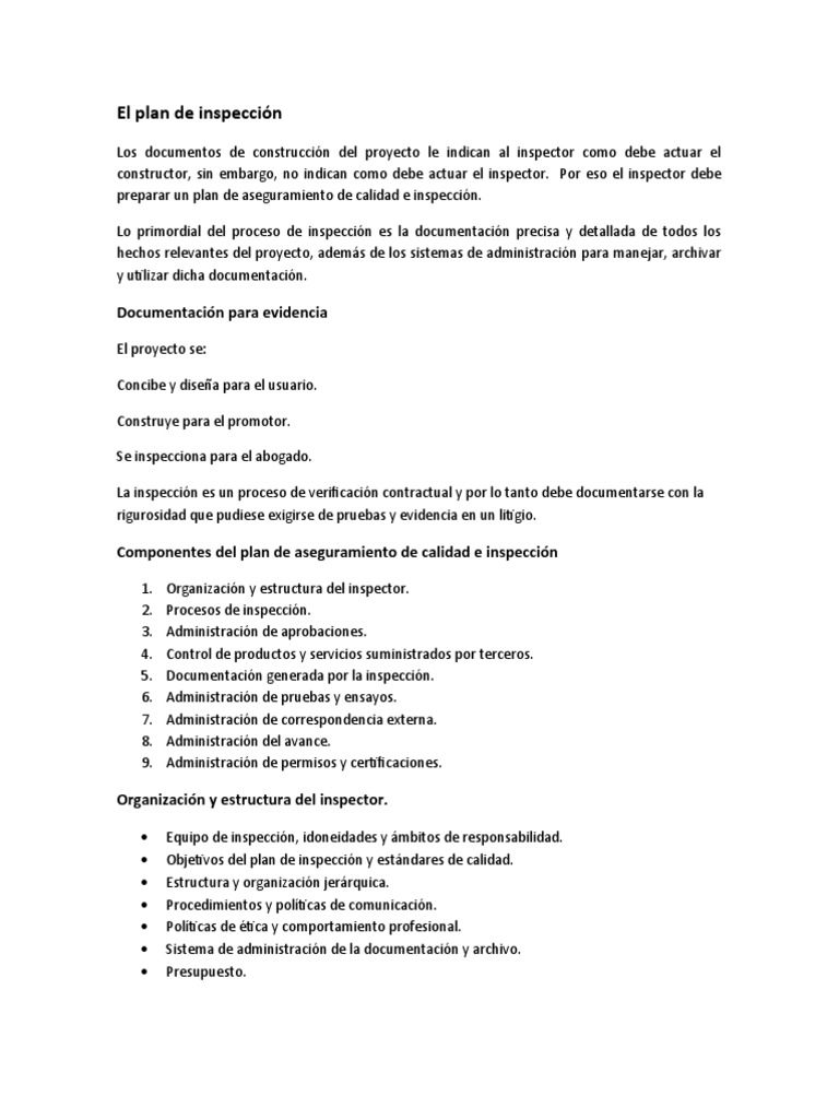 Plan de Control de Calidad (Plan de Inspeccion) | PDF | Business
