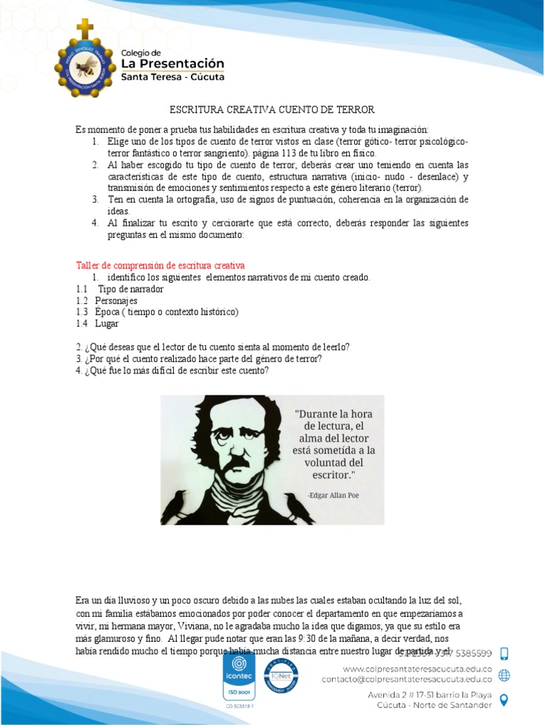 Taller de Escritura de Cuentos de Terror | PDF | Cuentos | Color