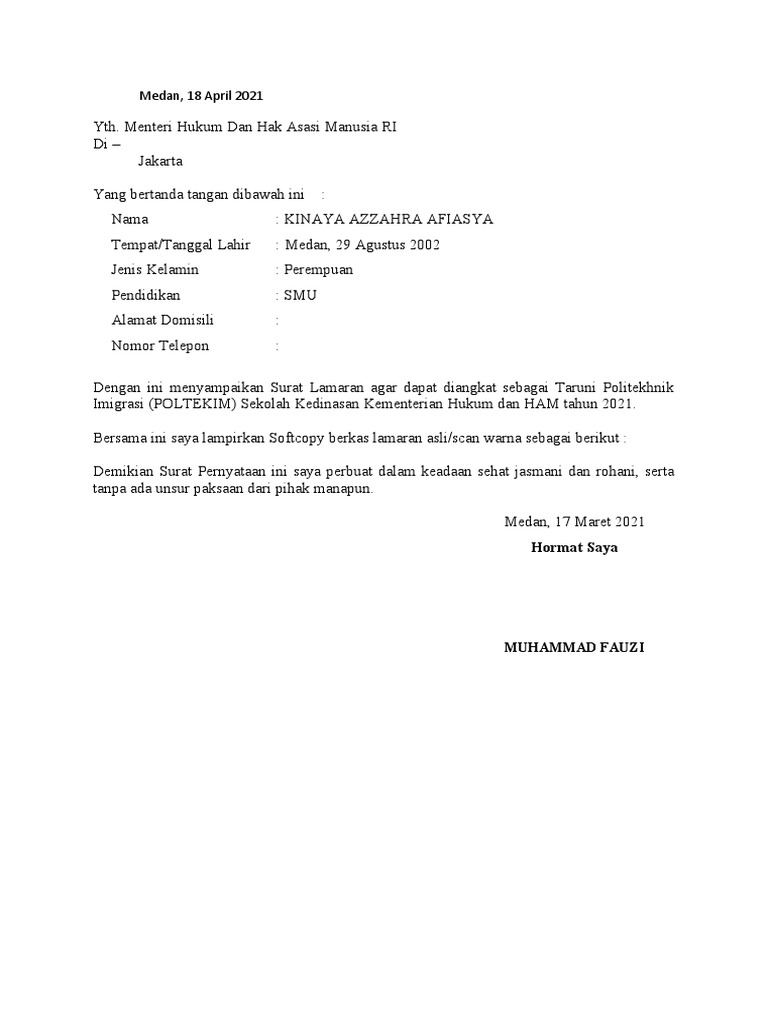 SURAT PERNYATAAN Kinaya | PDF