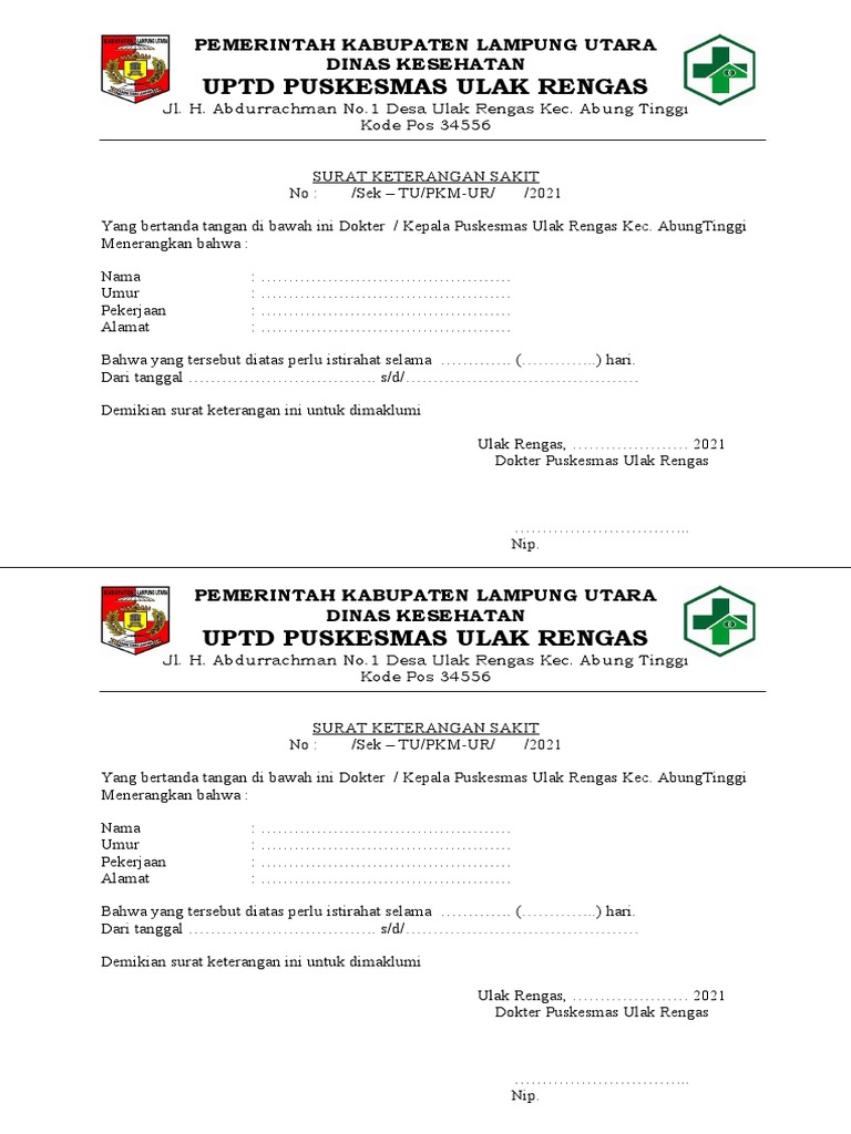 Surat Keteramgan Sakit Dan Surat Kir Dokter | PDF