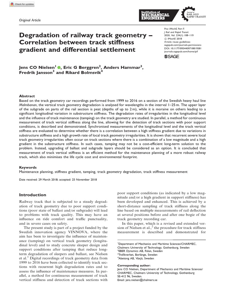 Nielsen Et Al. - Degradation of Railway Track Geometry - Correlation Between Track Stiffness ...