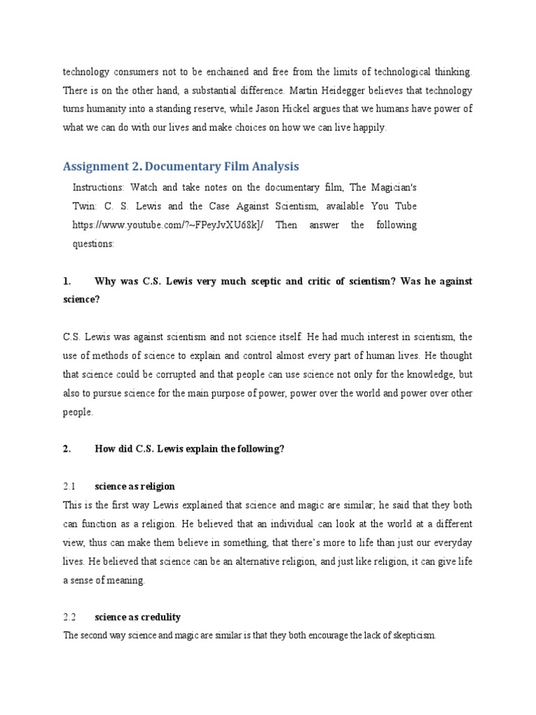 Assignment 2. Documentary Film Analysis | PDF