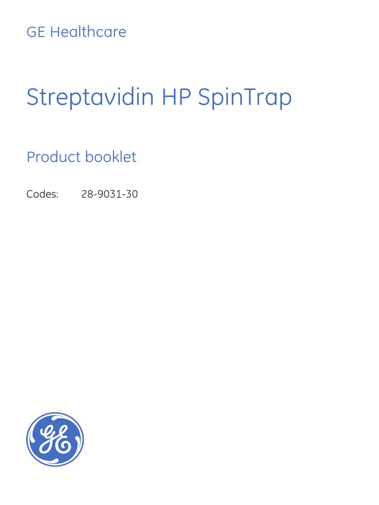 Streptavidin HP Spintrap: Ge Healthcare | PDF | Biochemistry | Chemistry