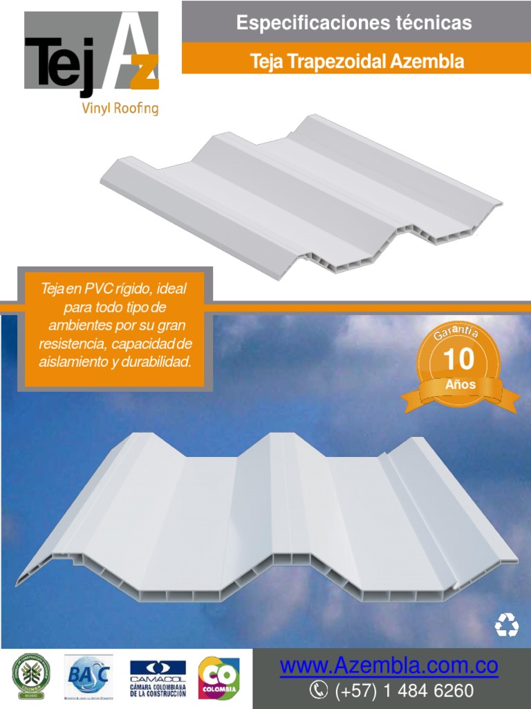 Ficha Técnica Teja Trapezoidal Azembla 2021 | PDF | Conductividad ...