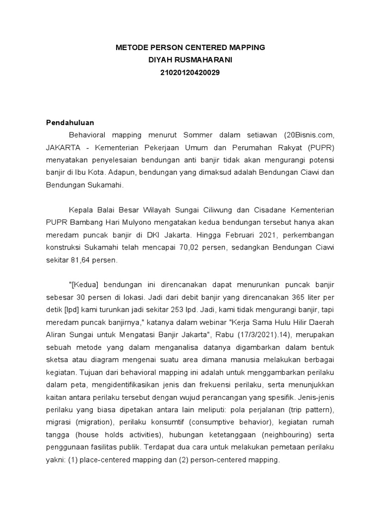 Behavior Mapping Dengan Metode Person Centered Mapping | PDF
