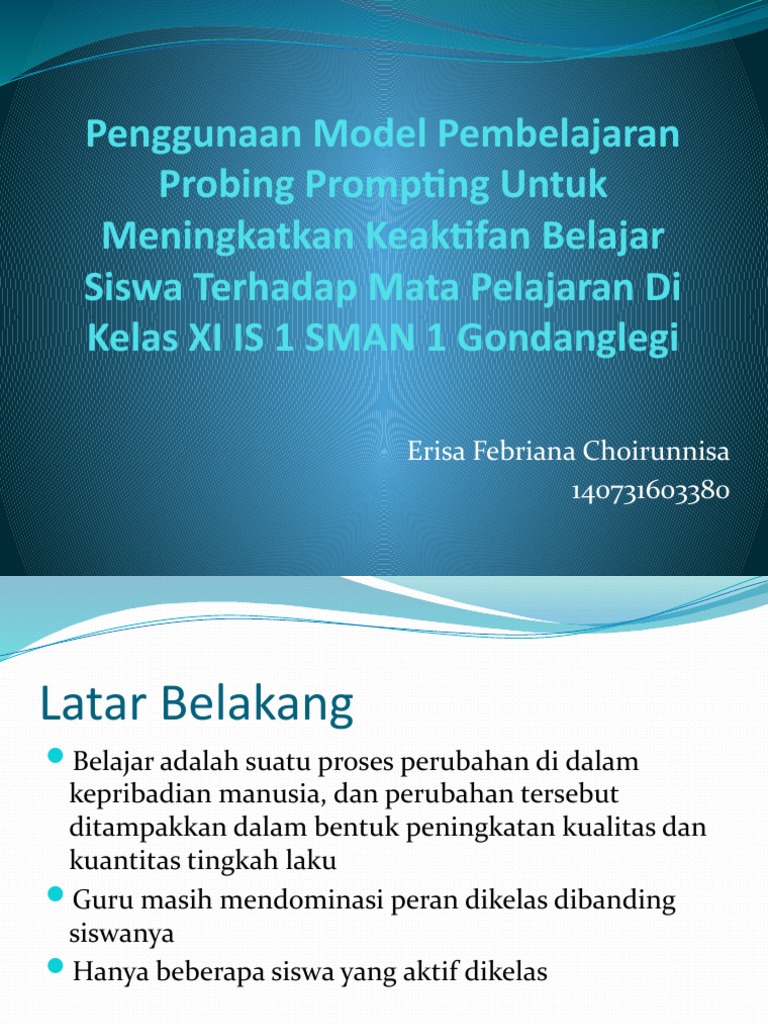Penggunaan Model Pembelajaran Probing Prompting Untuk Meningkatkan Keaktifan | PDF | Sains ...