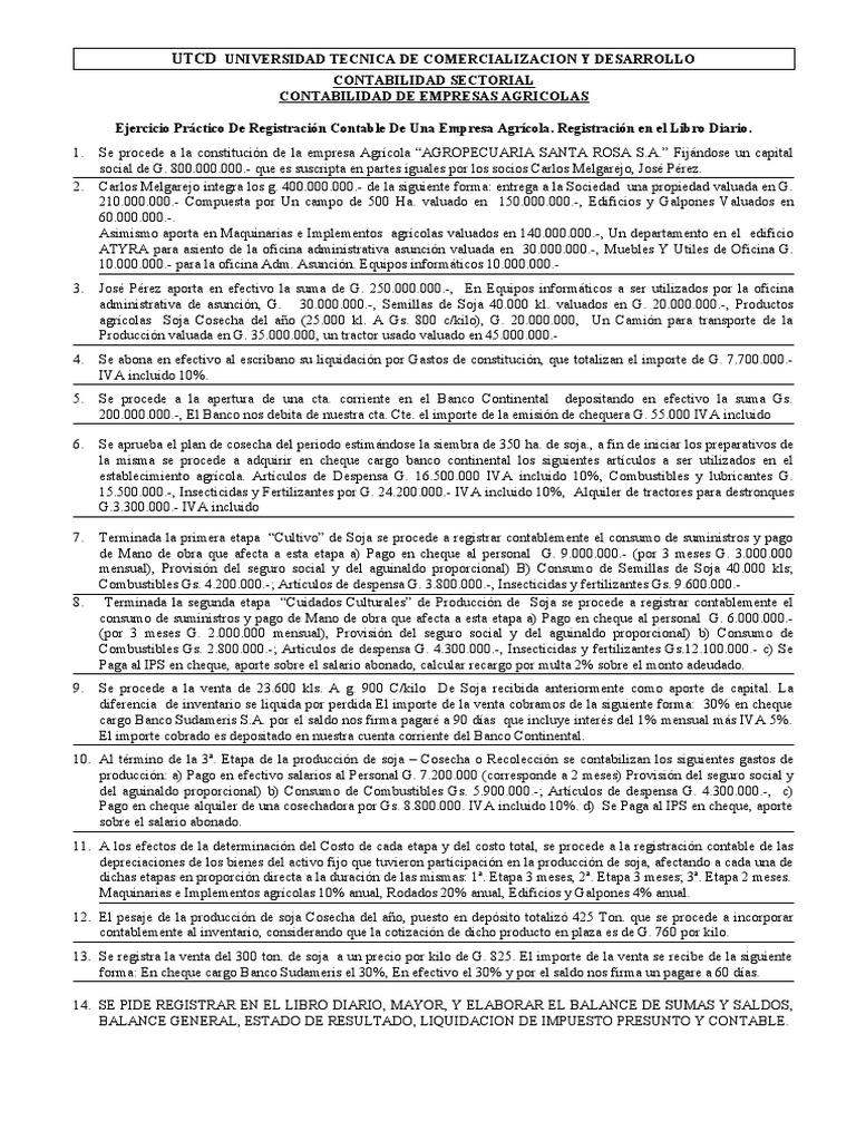 Ejerc Cont Agricola Resuelto | PDF | Servicios (economía) | Contabilidad