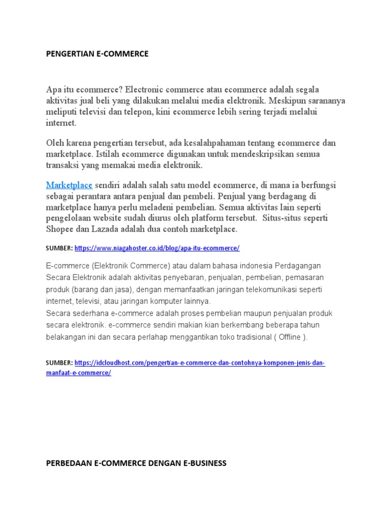 Pengertian dan Jenis E-Commerce | PDF | Bisnis | Pengelolaan Keuangan & Uang