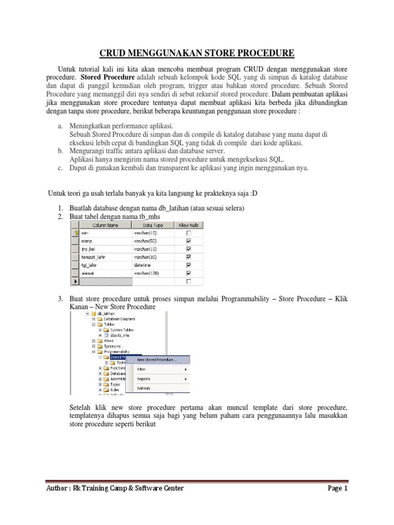 CRUD (Simpan Ubah Hapus) Menggunakan Store Procedure | PDF | Metode & Bahan Ajar | Komputer