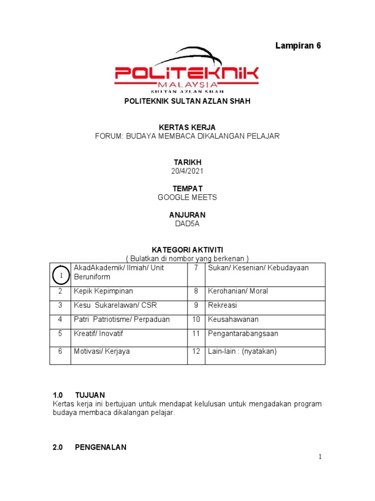 Lampiran 6 FORMAT KERTAS KERJA DUA6022 | PDF