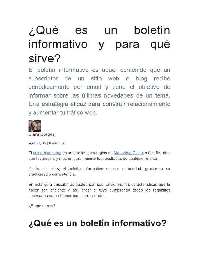 Qué Es Un Boletín Informativo y para Qué Sirve | PDF | Comunicación ...