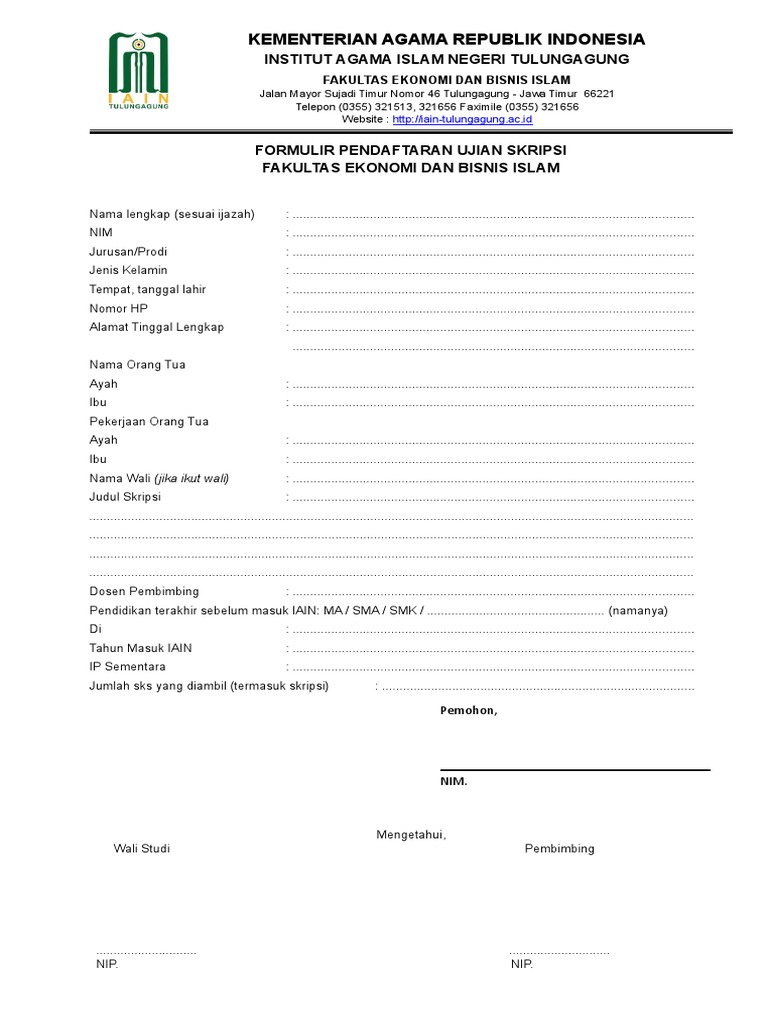 Formulir Pendaftaran Ujian Skripsi | PDF