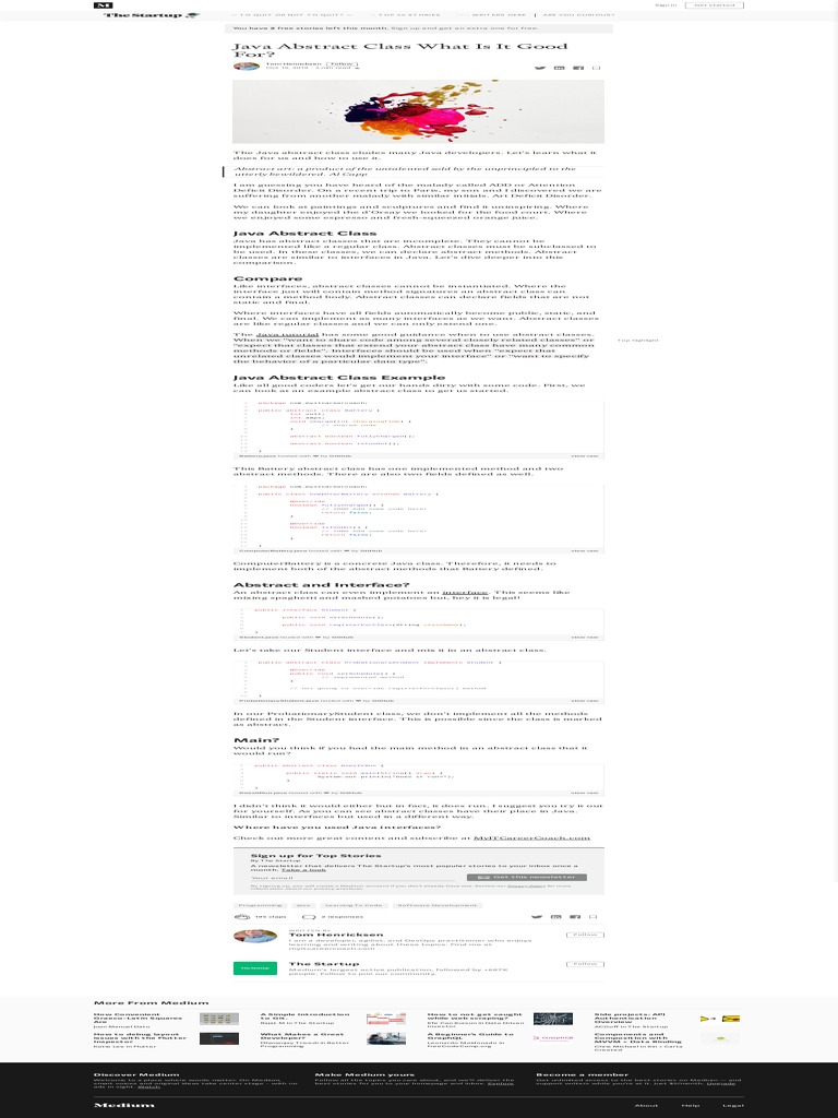 Java Abstract Class What Is It Good For Pdf Class Computer Programming Method Computer 