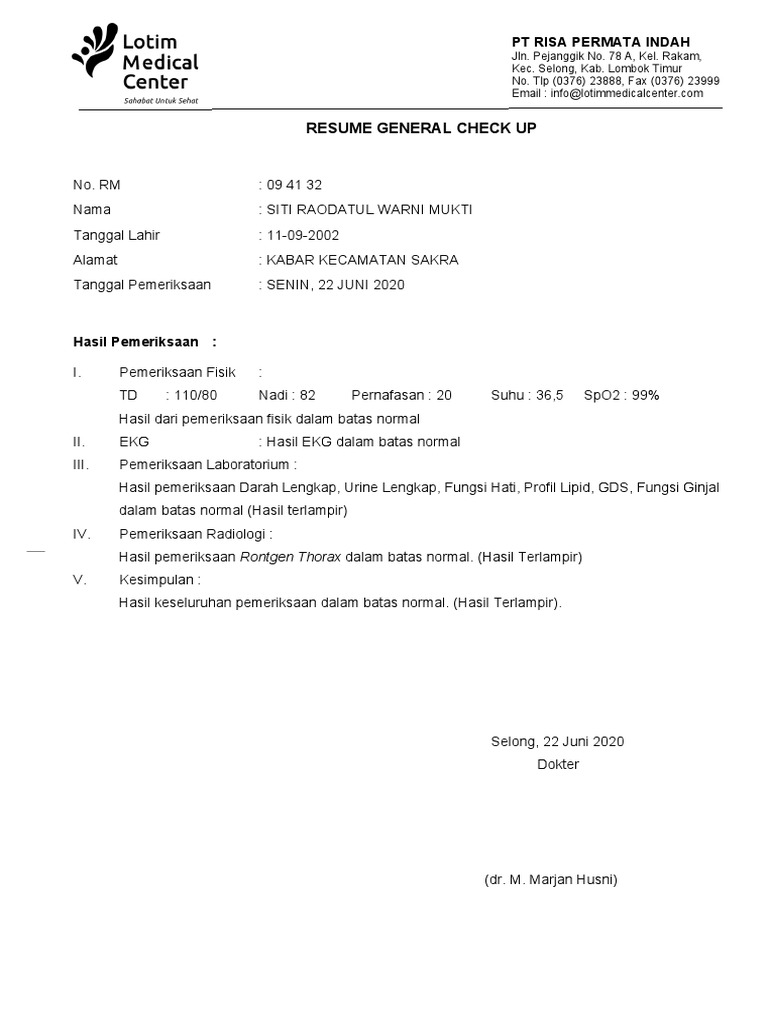 Resume General Check Up | PDF