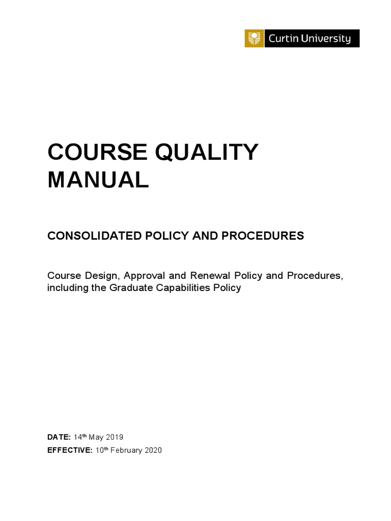 Course Quality Manual | PDF | Professional Certification | Curriculum