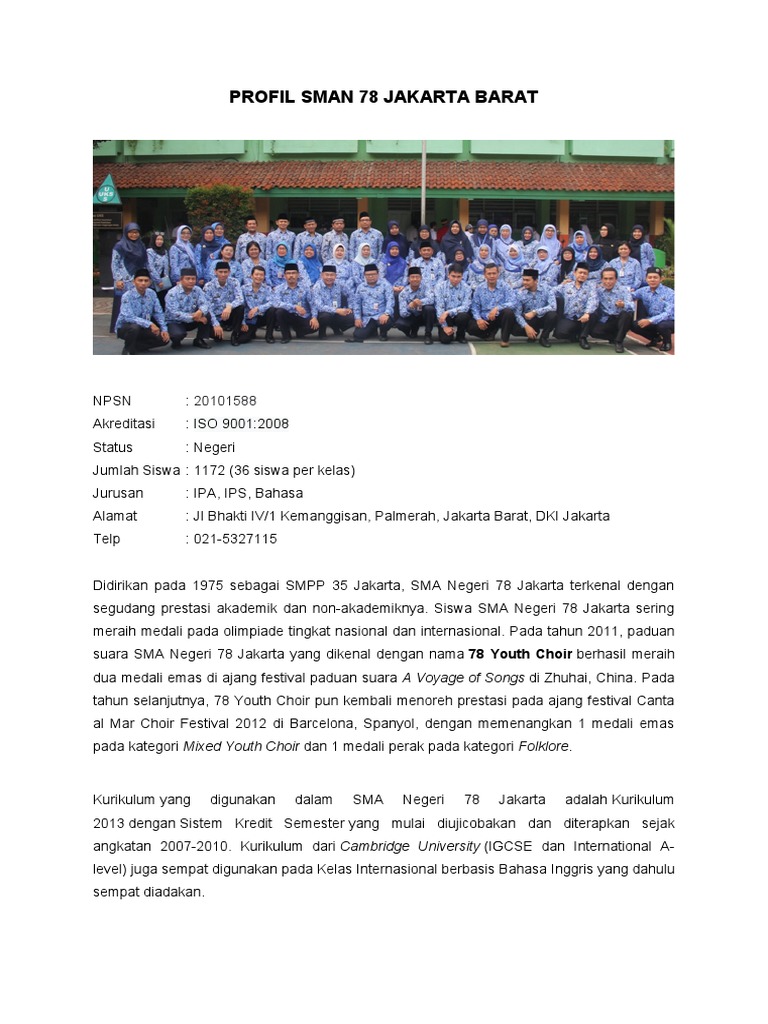 Profil SMAN 78 Jakarta Barat | PDF