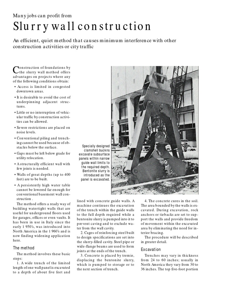 Concrete Construction Article PDF - Slurry Wall Construction | PDF ...