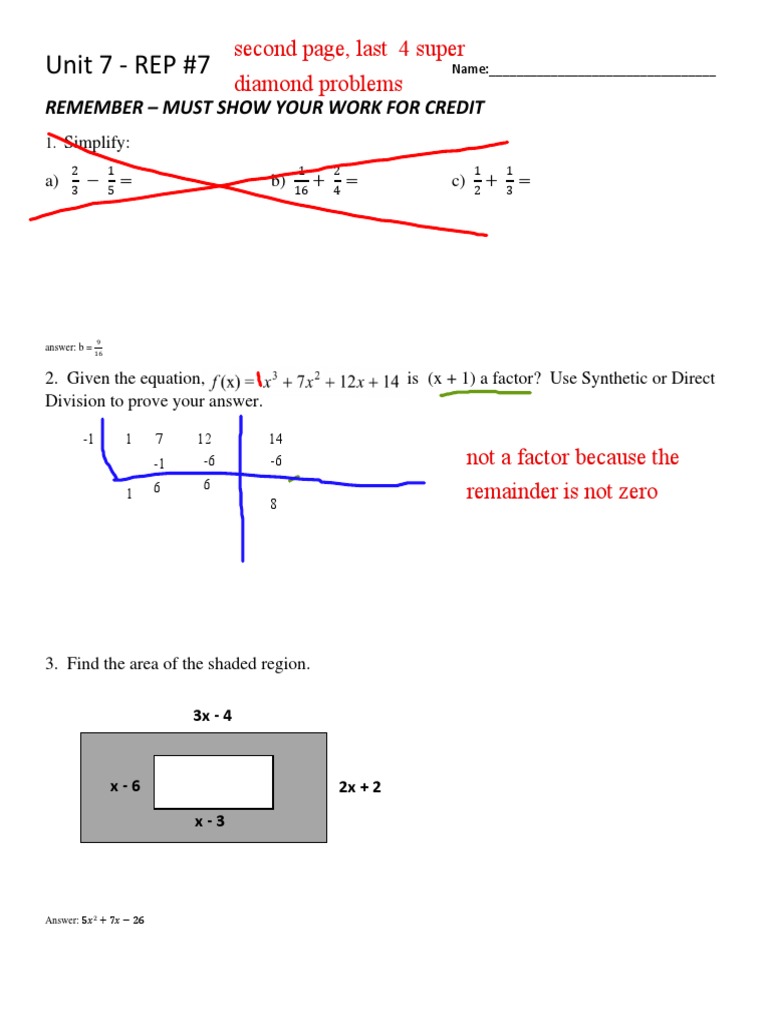Algebra Unit 7: Simplification & Factoring | PDF | Equations ...