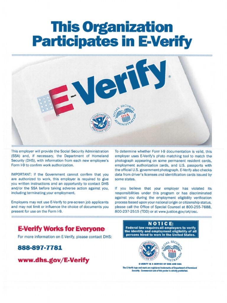 E Verify Participation Poster English Spanish | PDF