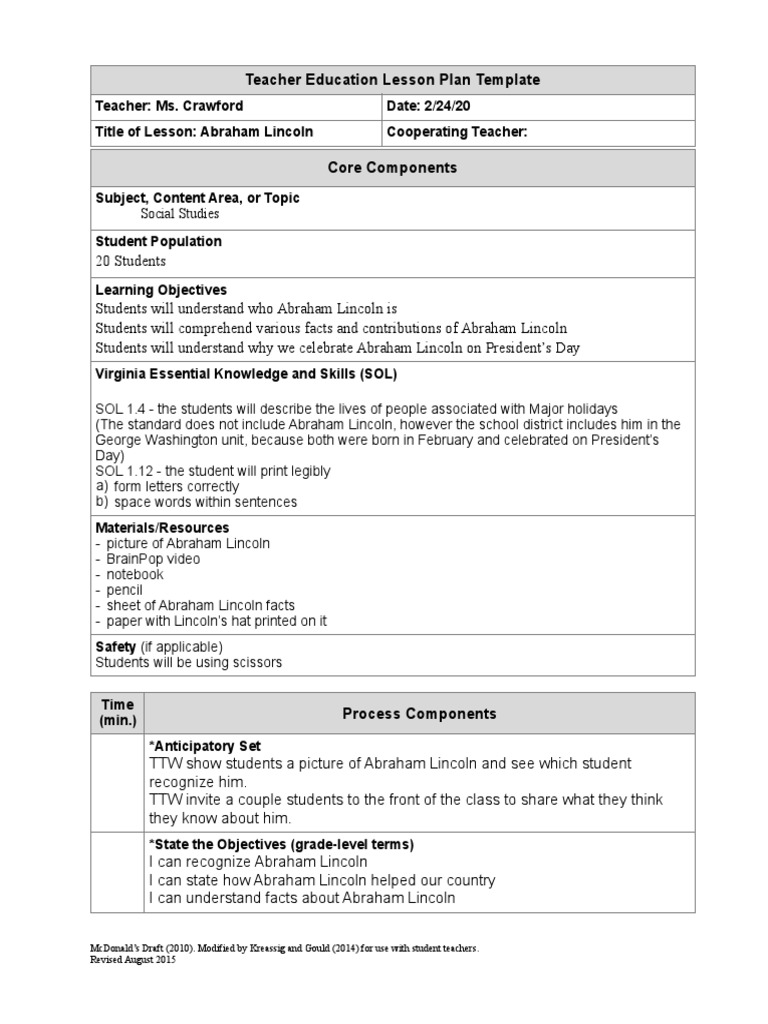 Teacher Education Lesson Plan Template | PDF | Classroom | Lesson Plan