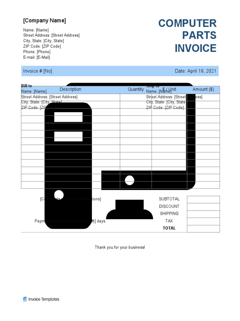 Computer Parts Invoice Template | PDF