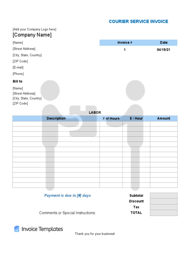 Courier Service Invoice Template | PDF