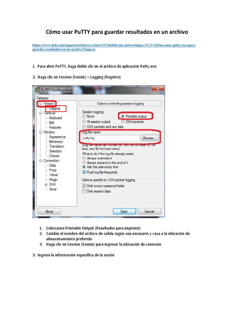 Cómo Usar Putty para Guardar Resultados en Un Archivo | PDF | Archivo de computadora | Contraseña