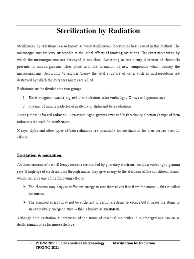 Sterilization by Radiation | PDF | Ionizing Radiation | Gamma Ray