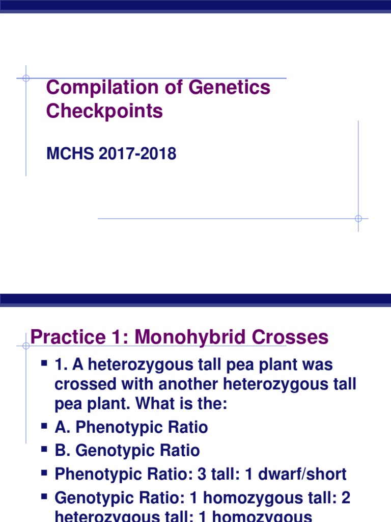 Gen Bio 2 Compilation of Genetics Checkpoints and Exercises | PDF ...