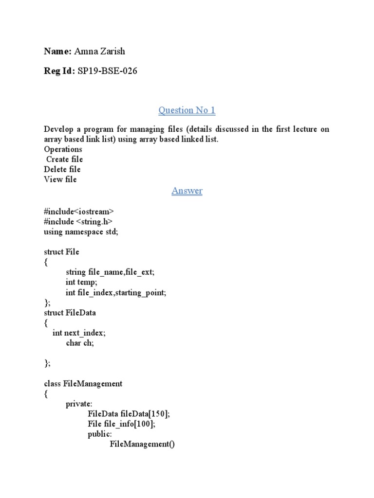 File Management System (Assignment No 4) | PDF | Computer Data | C++