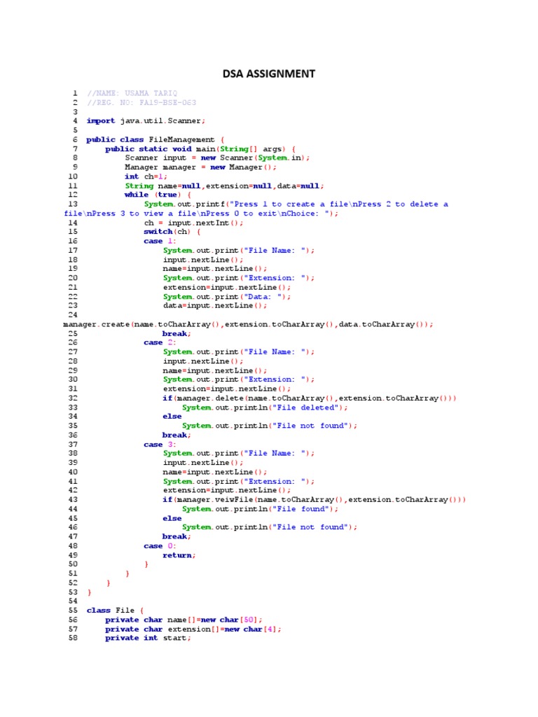 Fa19-Bse-063 Dsa File Management Assignment | PDF | Programming Paradigms | Computer Programming