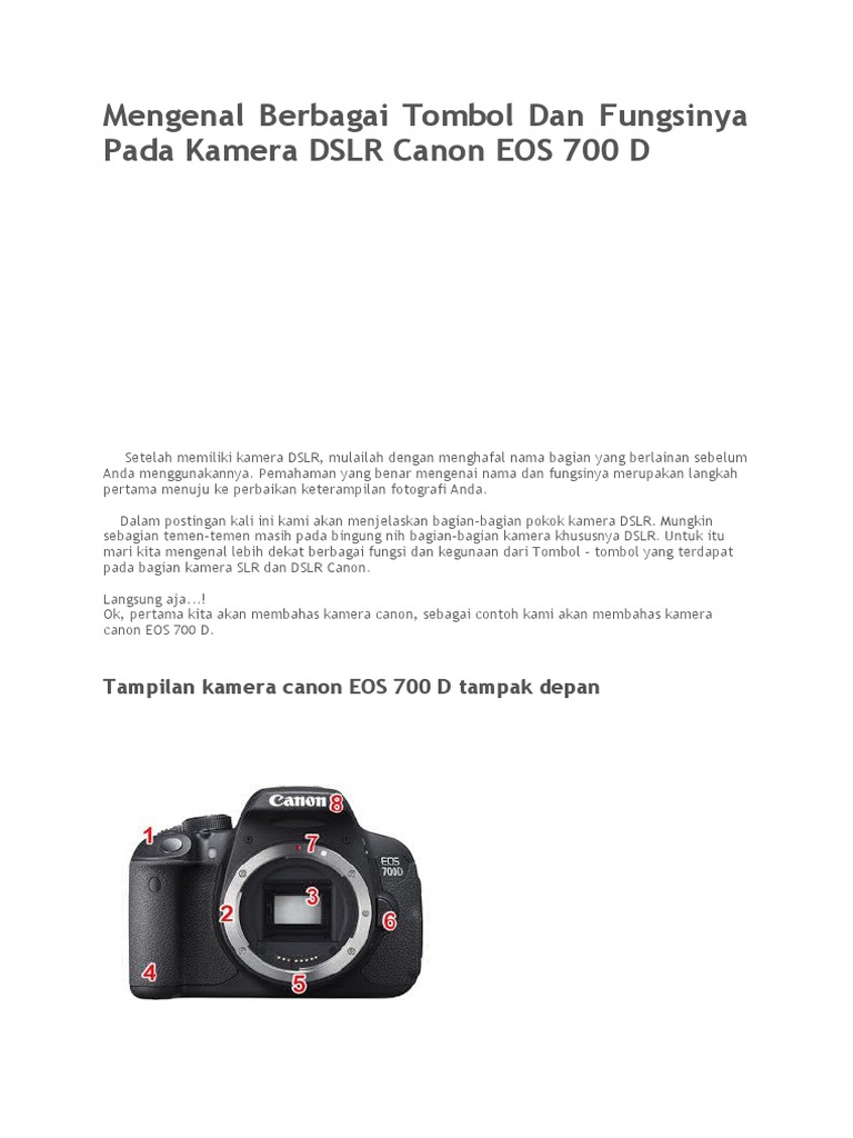 Mengenal Berbagai Tombol Dan Fungsinya Pada Camera DSLR | PDF