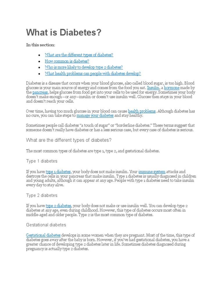 What Is Diabetes | PDF | Diabetes | Insulin