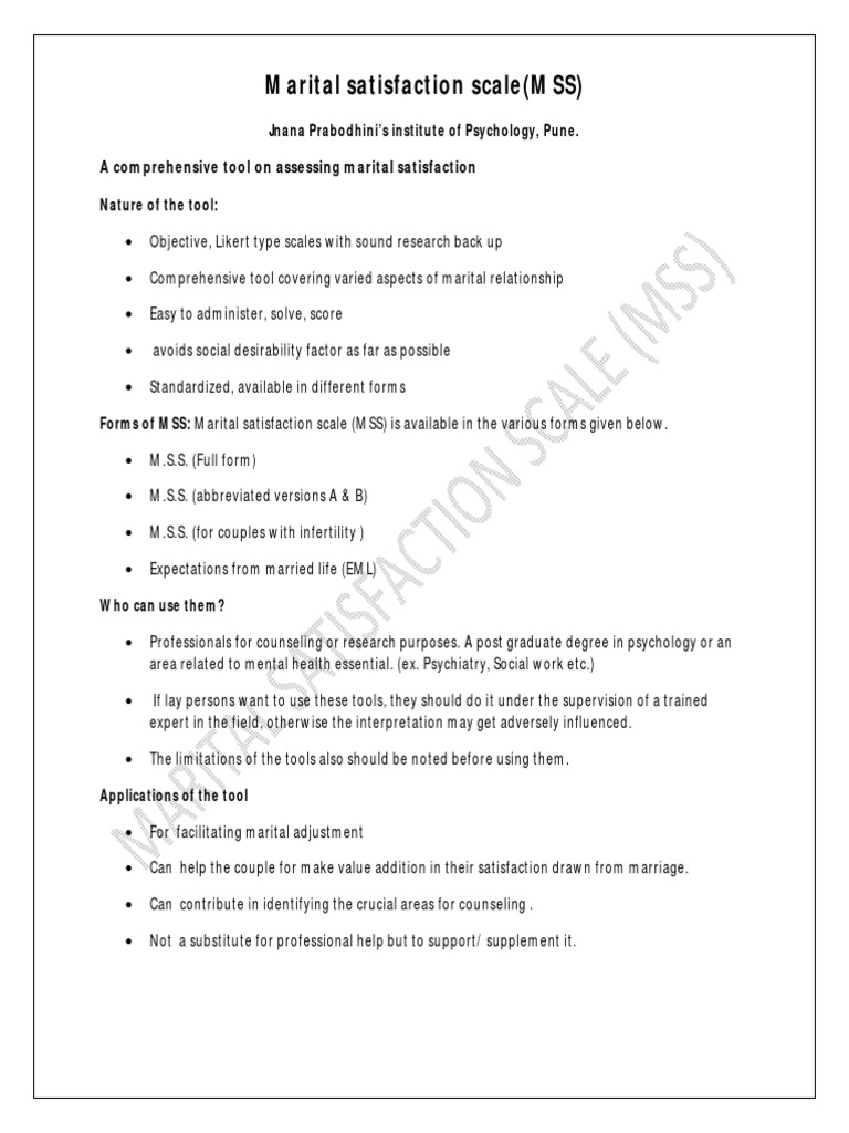 Marital Satisfaction Scale (MSS) | PDF | Marriage | Thought