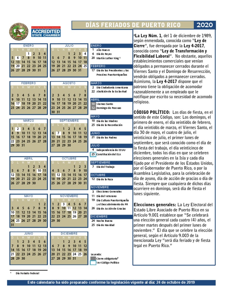 Dias Feriados 2020 | PDF | Puerto Rico | Elecciones