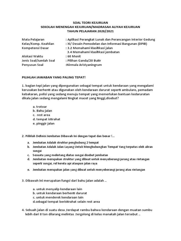SOAL TEORI KEJURUAN Acuan | PDF