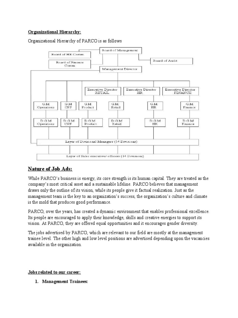 Parco Hierarchy and Job Ads | PDF | Communication | Economies